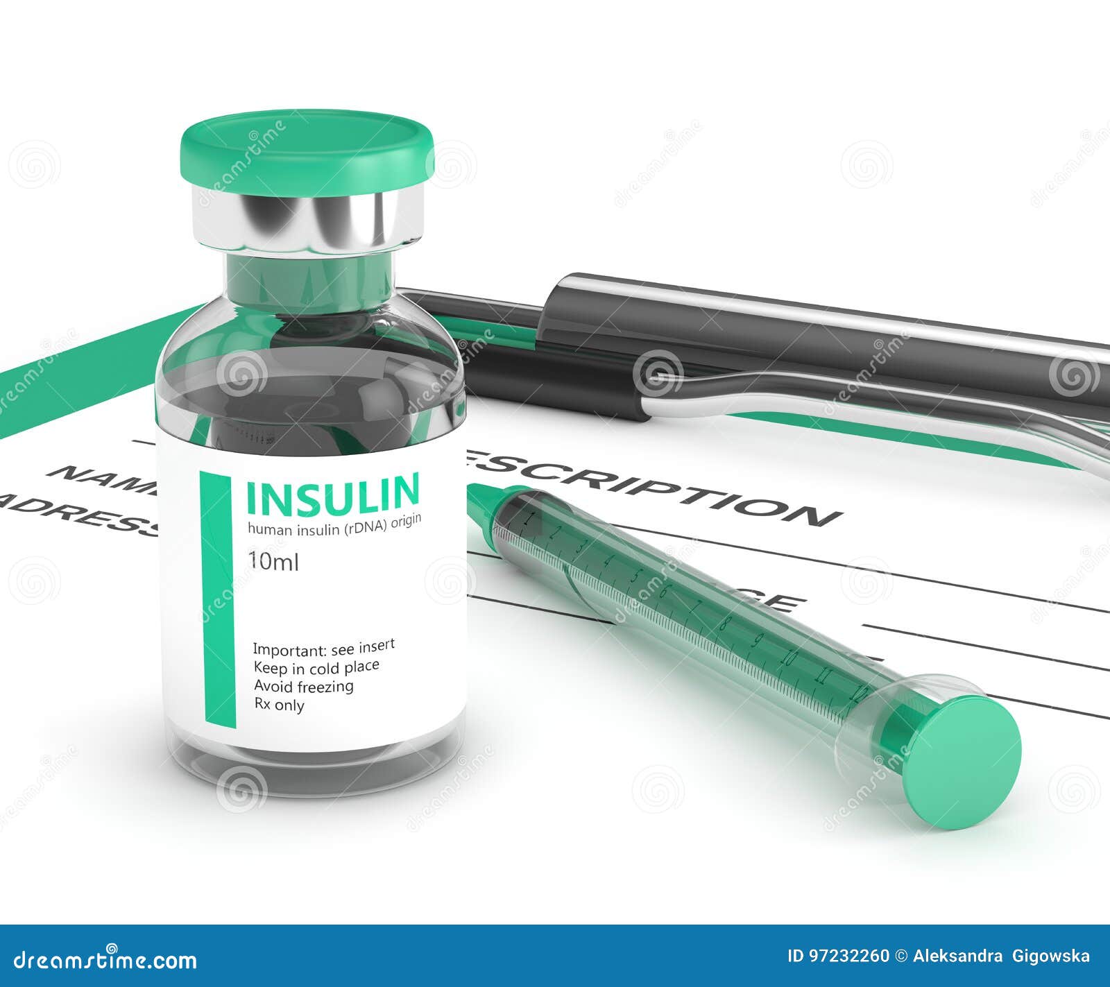 3d Rendering of Insulin Vial with Syringe Stock Illustration ...