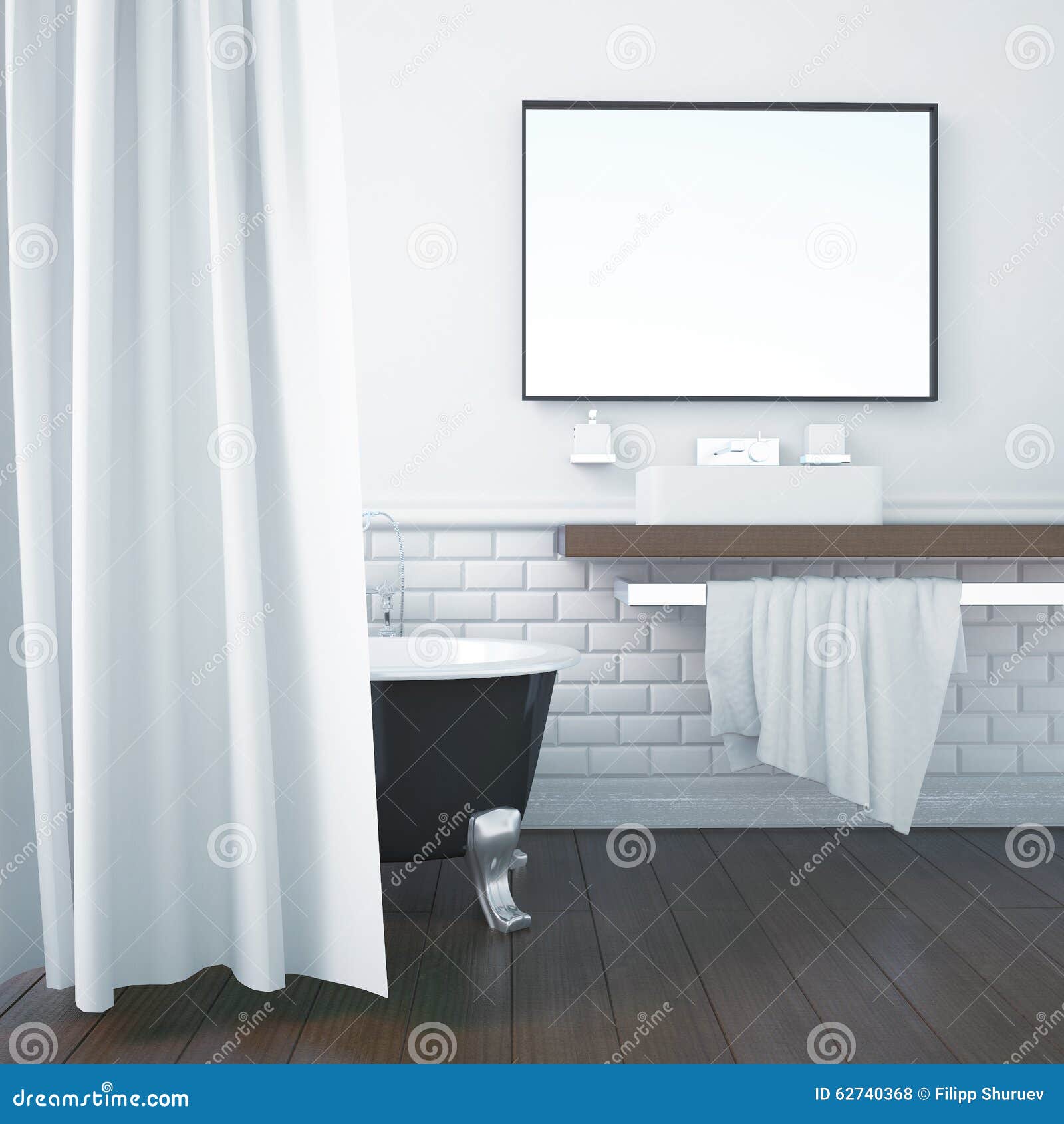 3d Rendering Interior of a Bathroom Stock Illustration - Illustration ...