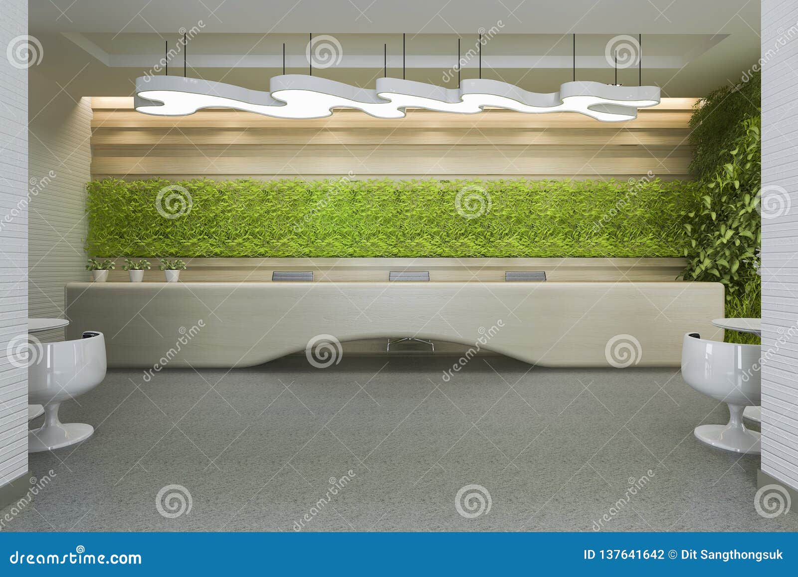 3d Rendering Luxury Hotel and Office Reception and Lounge Stock ...