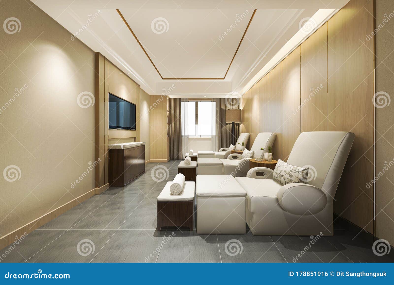 3d Rendering Spa and Massage Wellness in Hotel Suite Stock Illustration ...