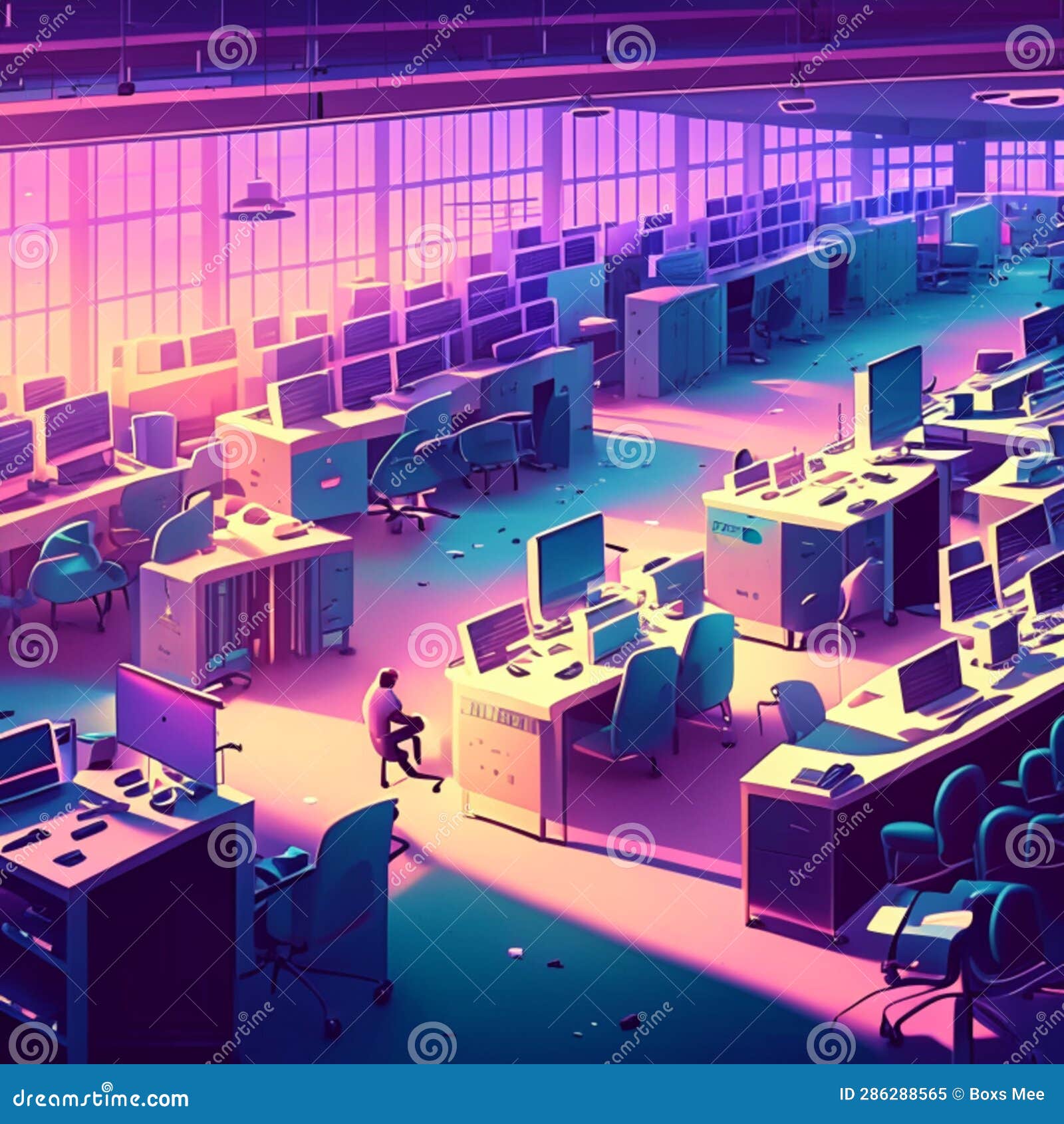 3D Rendering of the Interior of a Large Data Center at Night AI ...