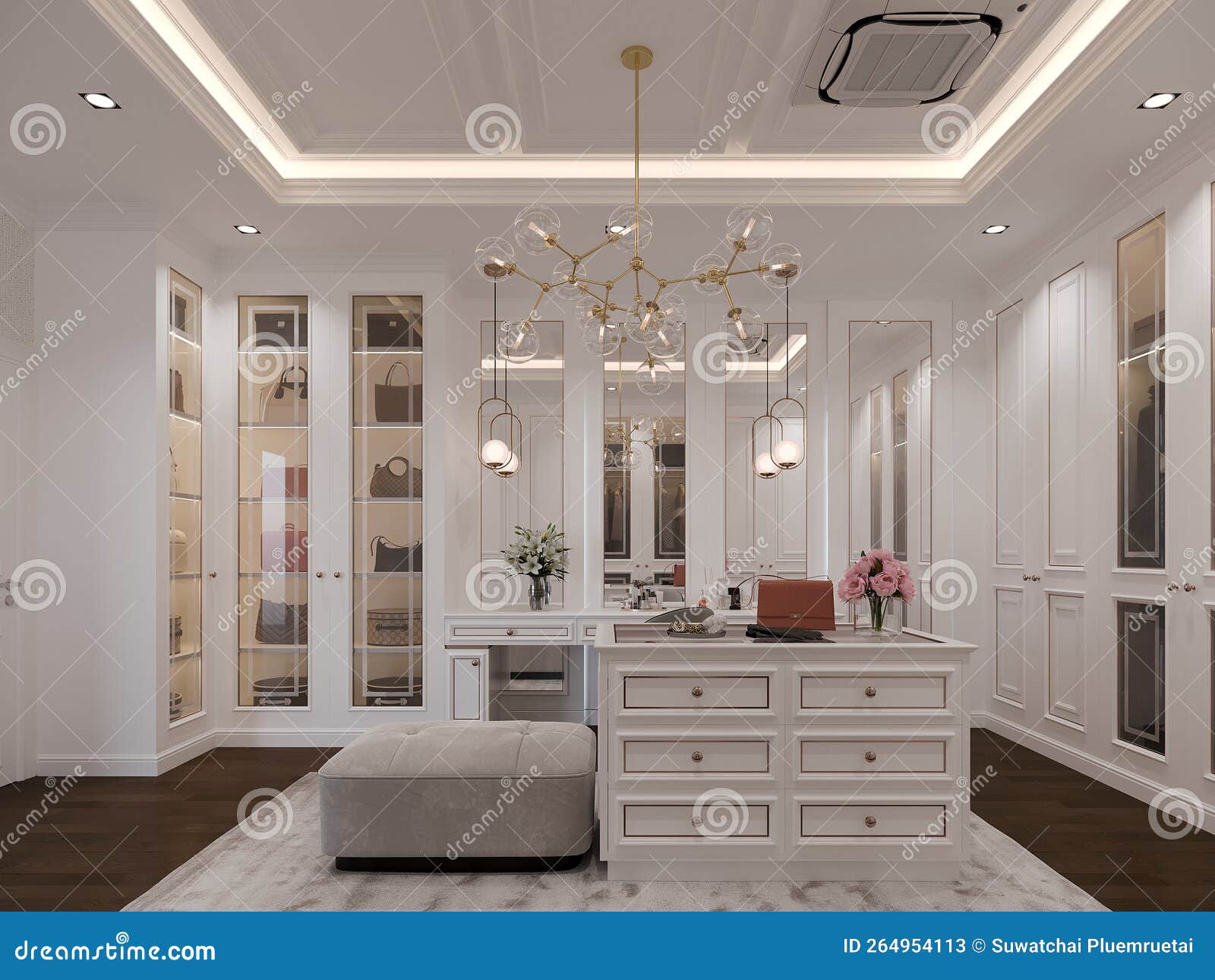 3d Rendering of Interior Walk-in Closet Room Stock Illustration ...