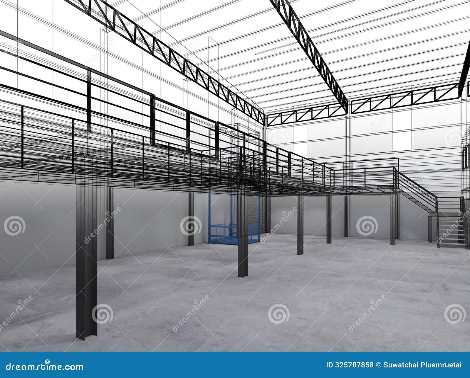 3d Rendering of Interior Warehouse Stock Illustration - Illustration of ...