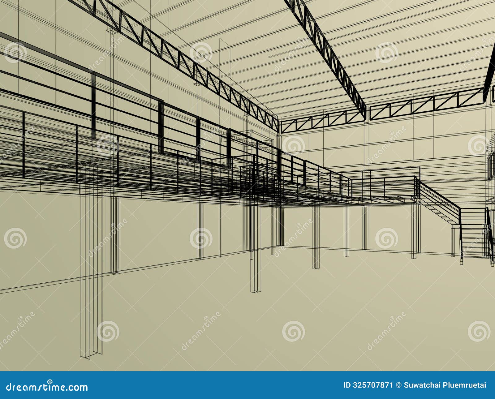 3d Rendering of Interior Warehouse Stock Illustration - Illustration of ...