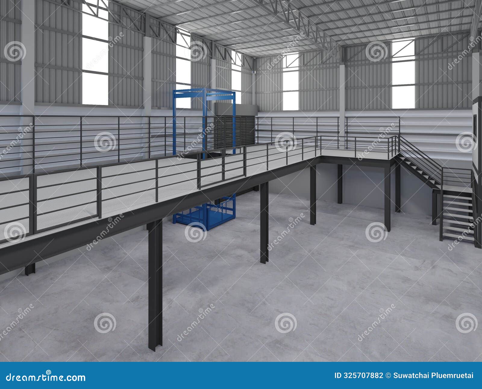 3d Rendering of Interior Warehouse Stock Illustration - Illustration of ...