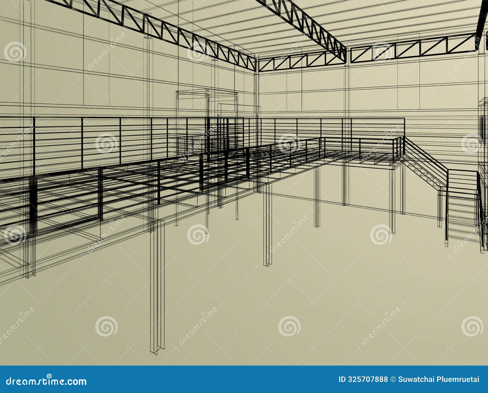 3d Rendering of Interior Warehouse Stock Illustration - Illustration of ...
