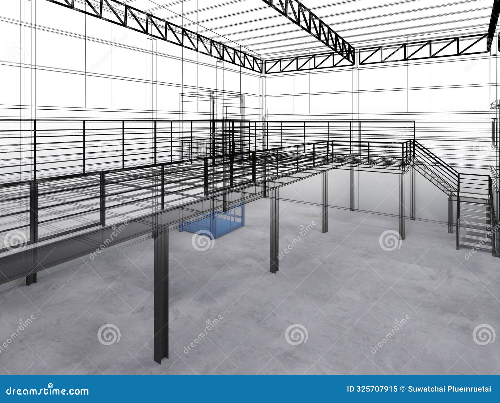 3d Rendering of Interior Warehouse Stock Illustration - Illustration of ...