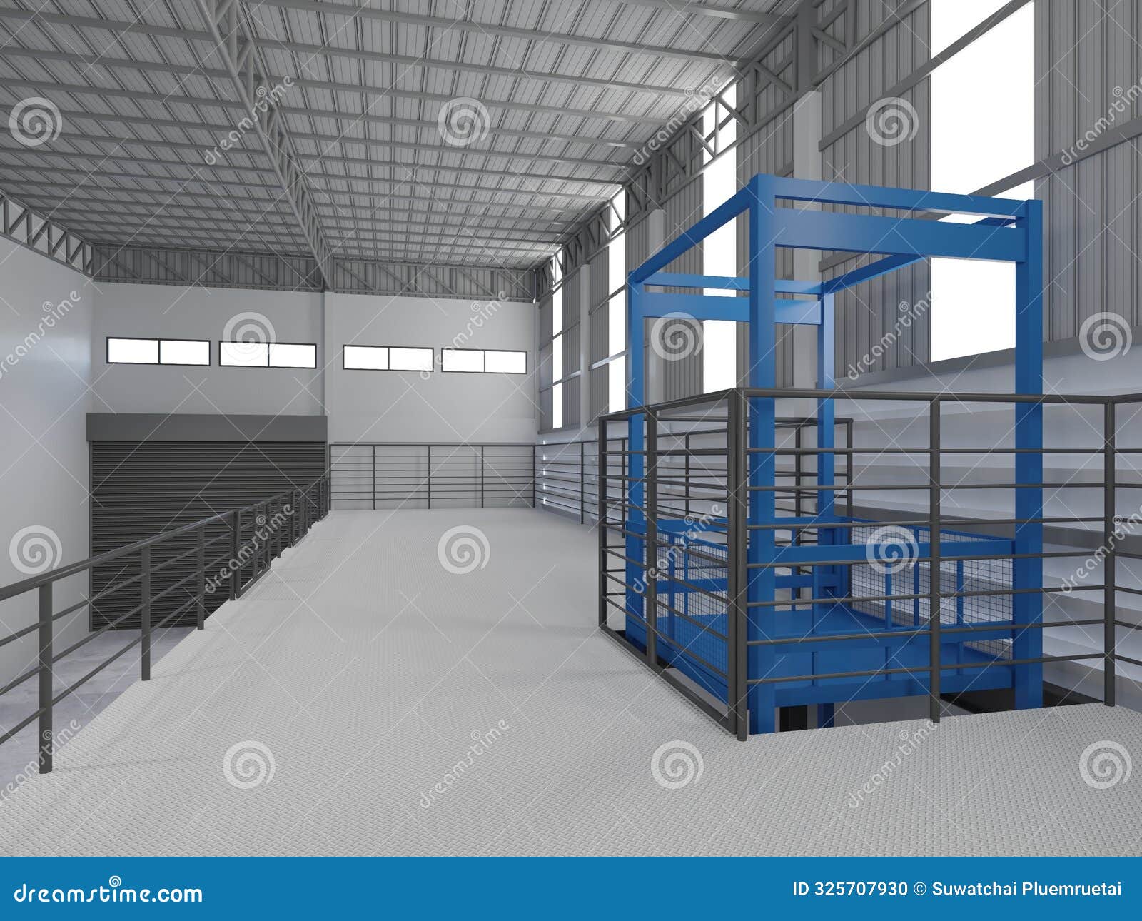 3d Rendering of Interior Warehouse Stock Illustration - Illustration of ...