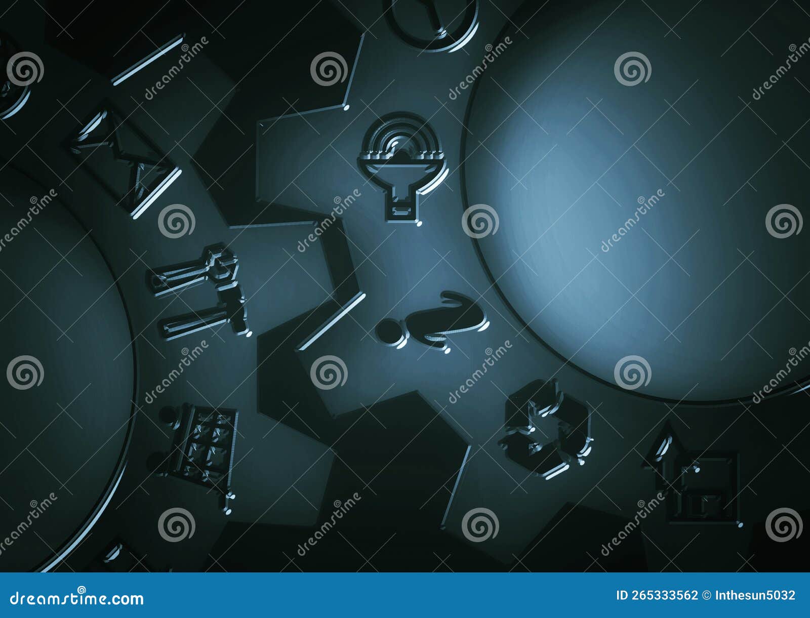 3d Rendering Interlocked Black Metal Gears Stock Illustration ...