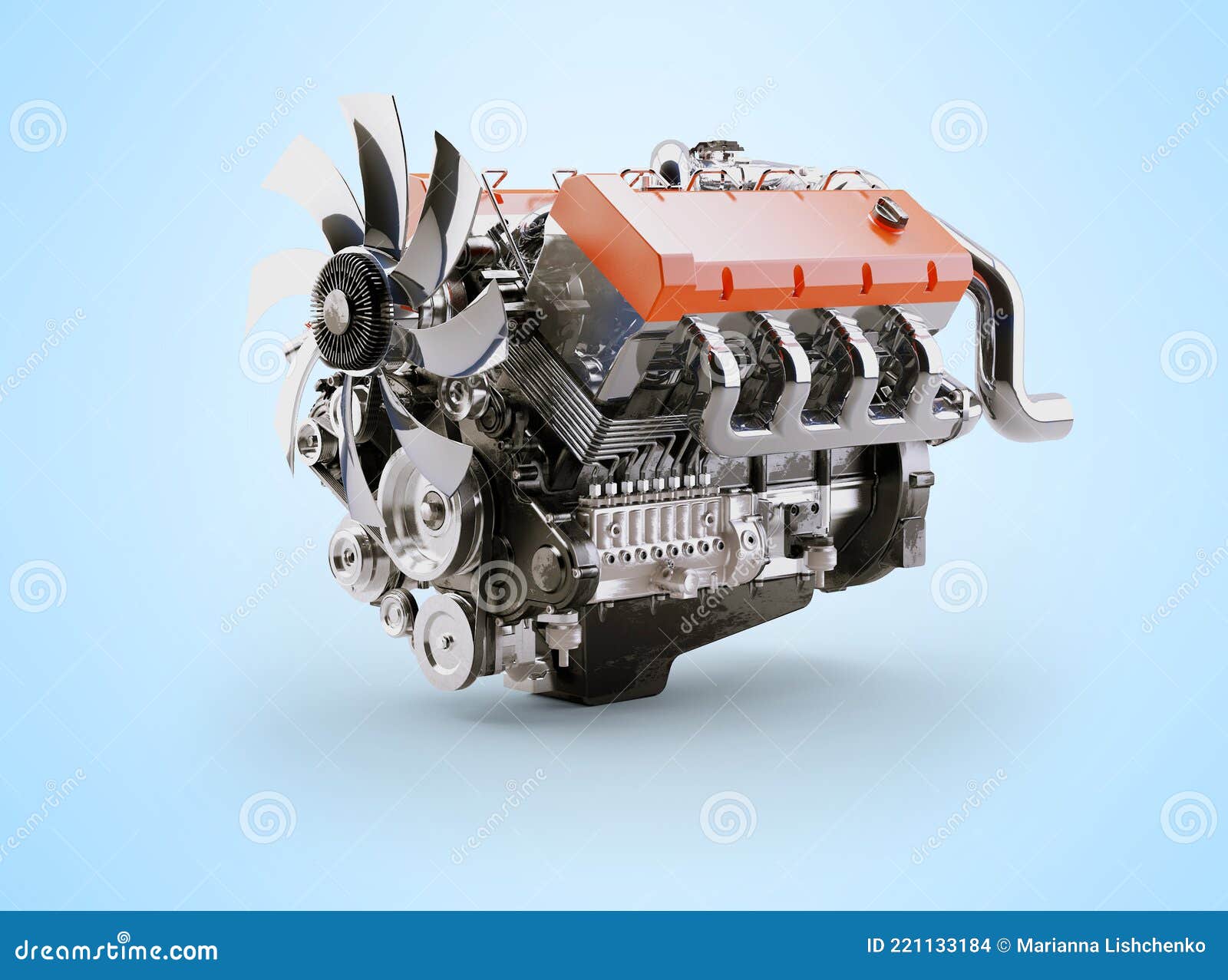 3d Rendering Of An Internal Combustion Engine. Engine Parts, Crankshaft ...