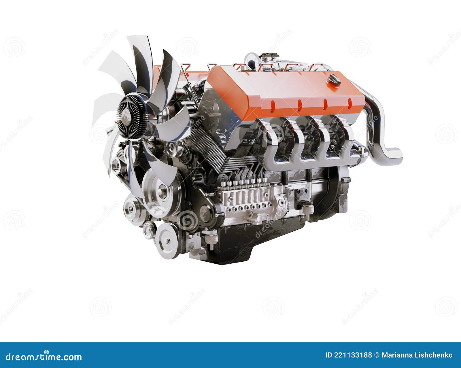 3d Rendering Internal Combustion Engine on White Background No Shadow ...