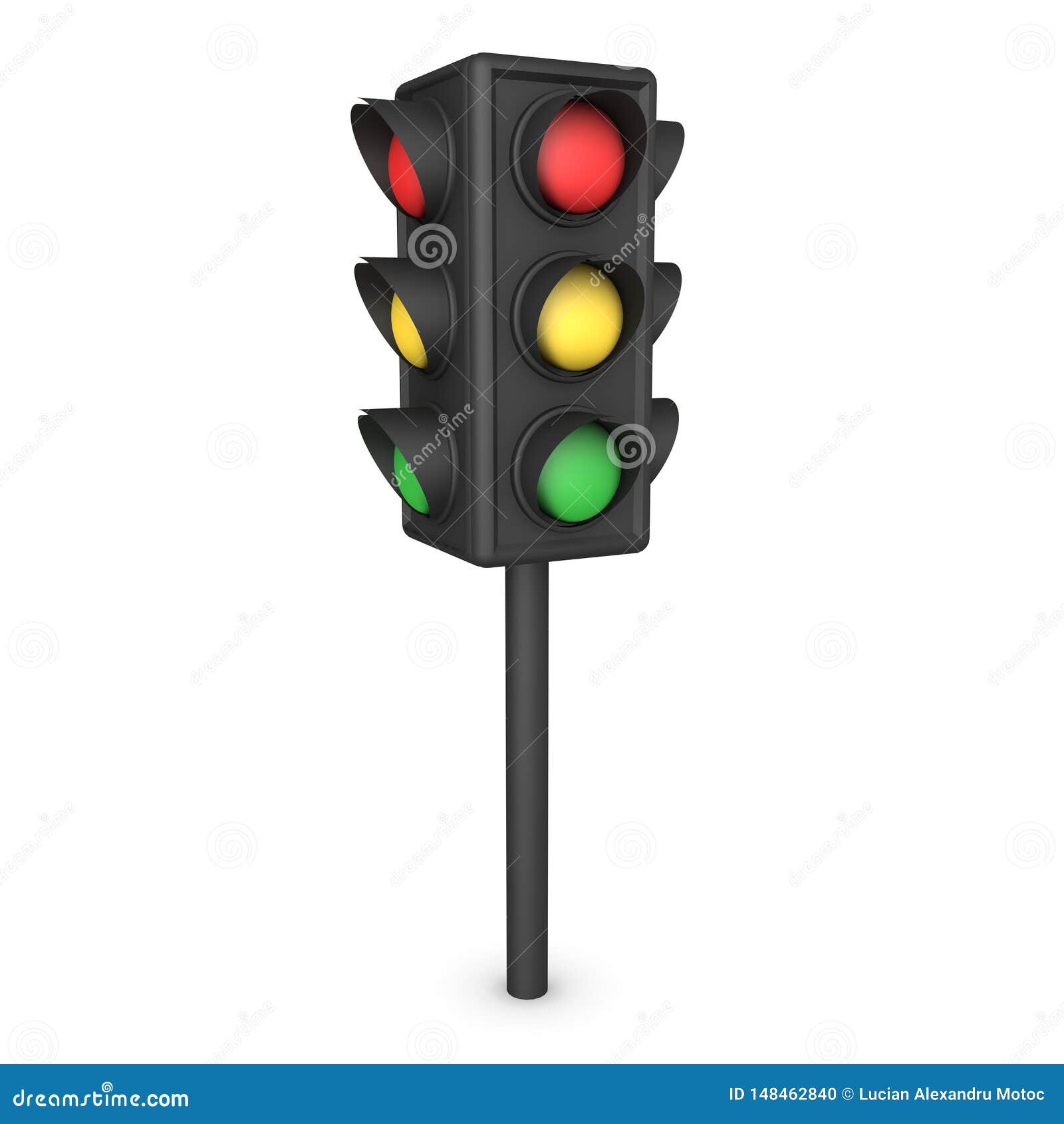 3D Rendering of Intersection Traffic Stop Light Stock Illustration ...