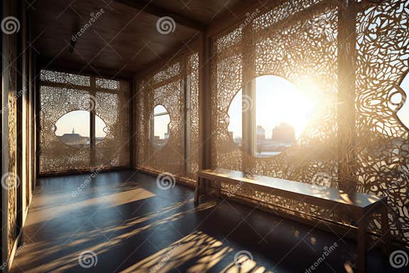 3d Rendering of Intricate Window Design, with Sunlight Streaming ...