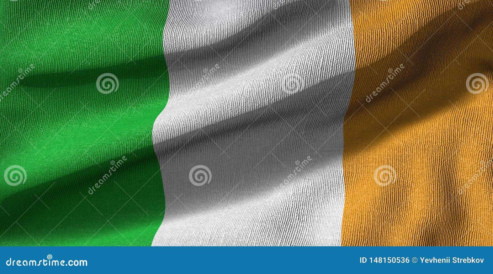 3d Rendering of an Ireland Flag with Fabric Texture Stock Illustration ...