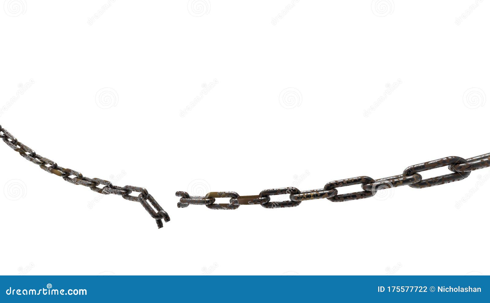 3d Rendering of Iron Chain Broken Isolated with White Stock ...