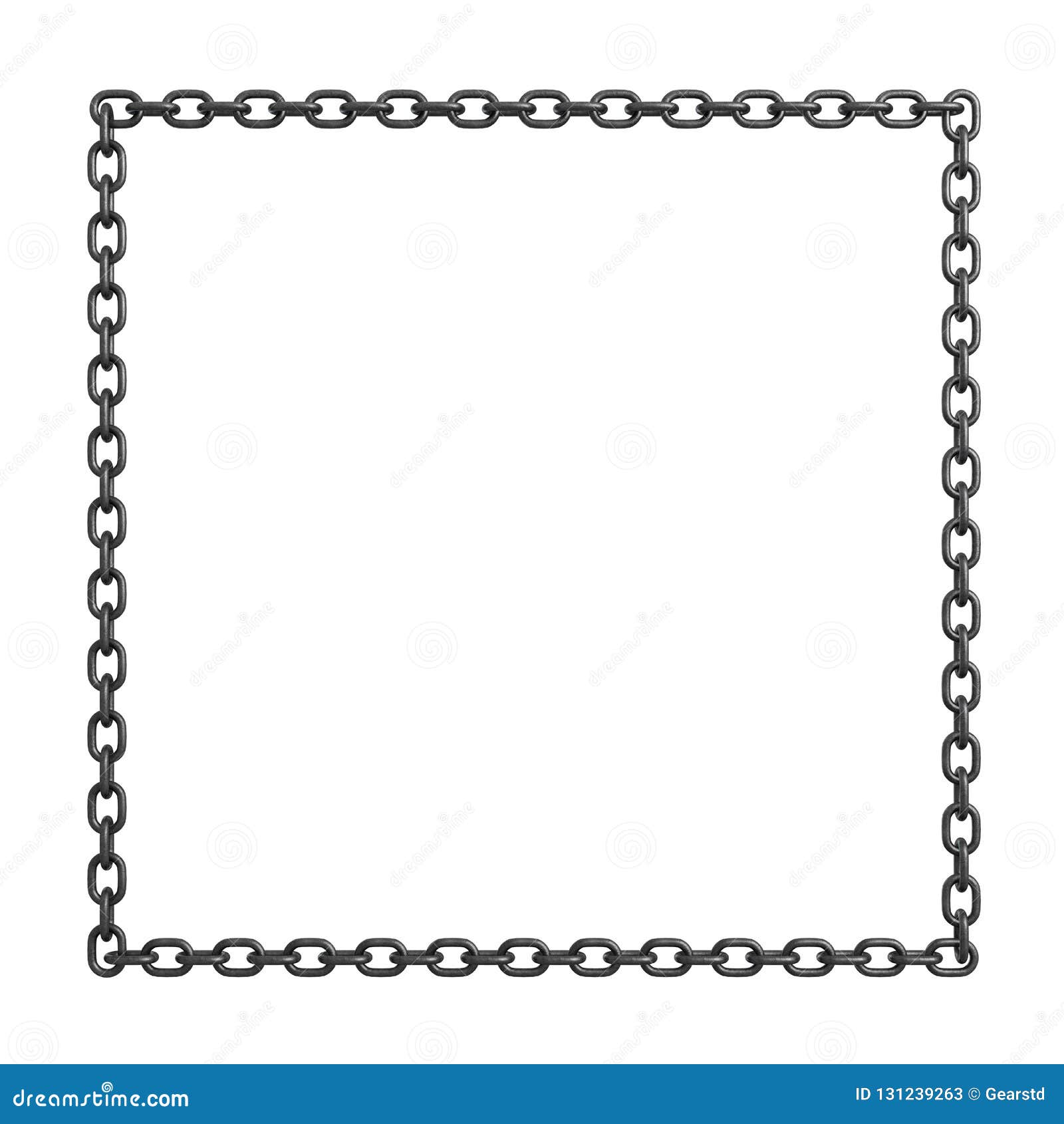 3d Rendering of an Iron Chain Lying on a White Background in a Shape of ...