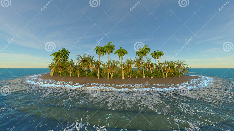 3D rendering of the island stock illustration. Illustration of nature ...