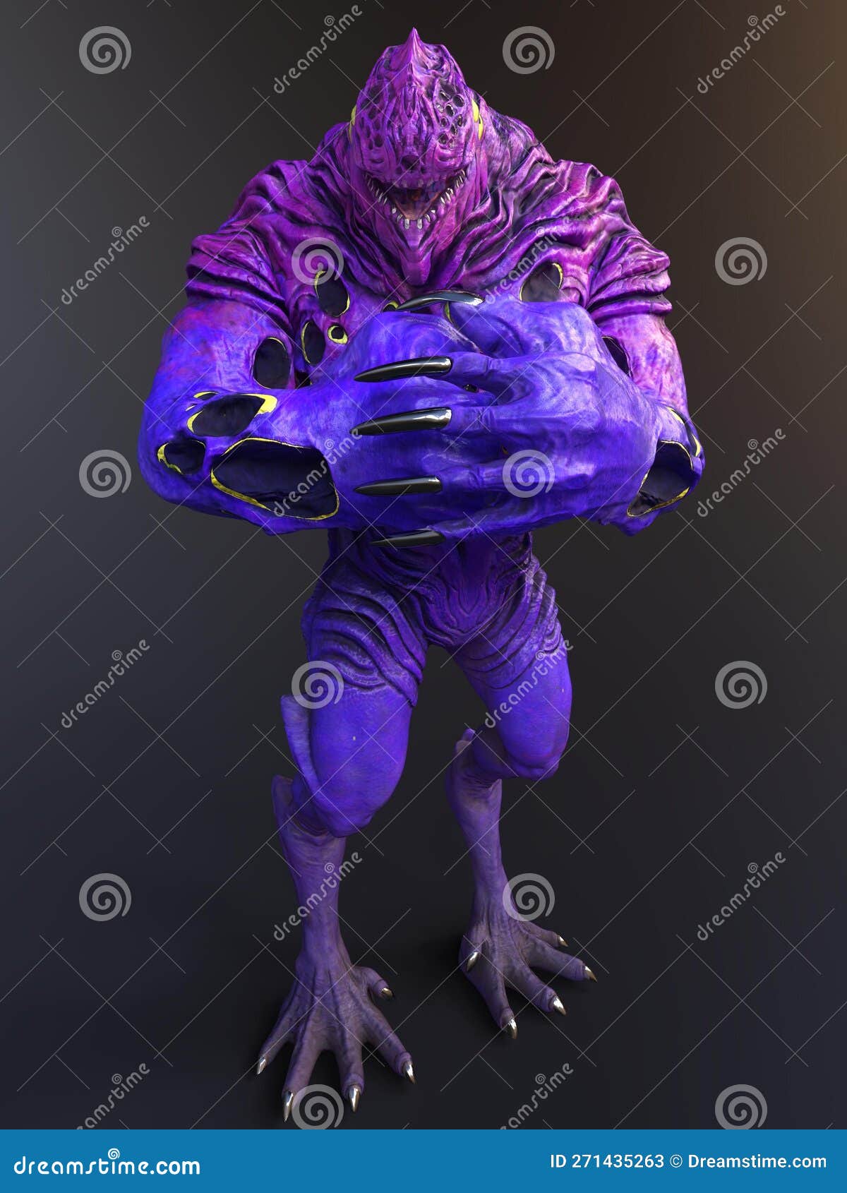 3D-illustration of an Isolated Dangerous Alien Very Strong with Razor ...