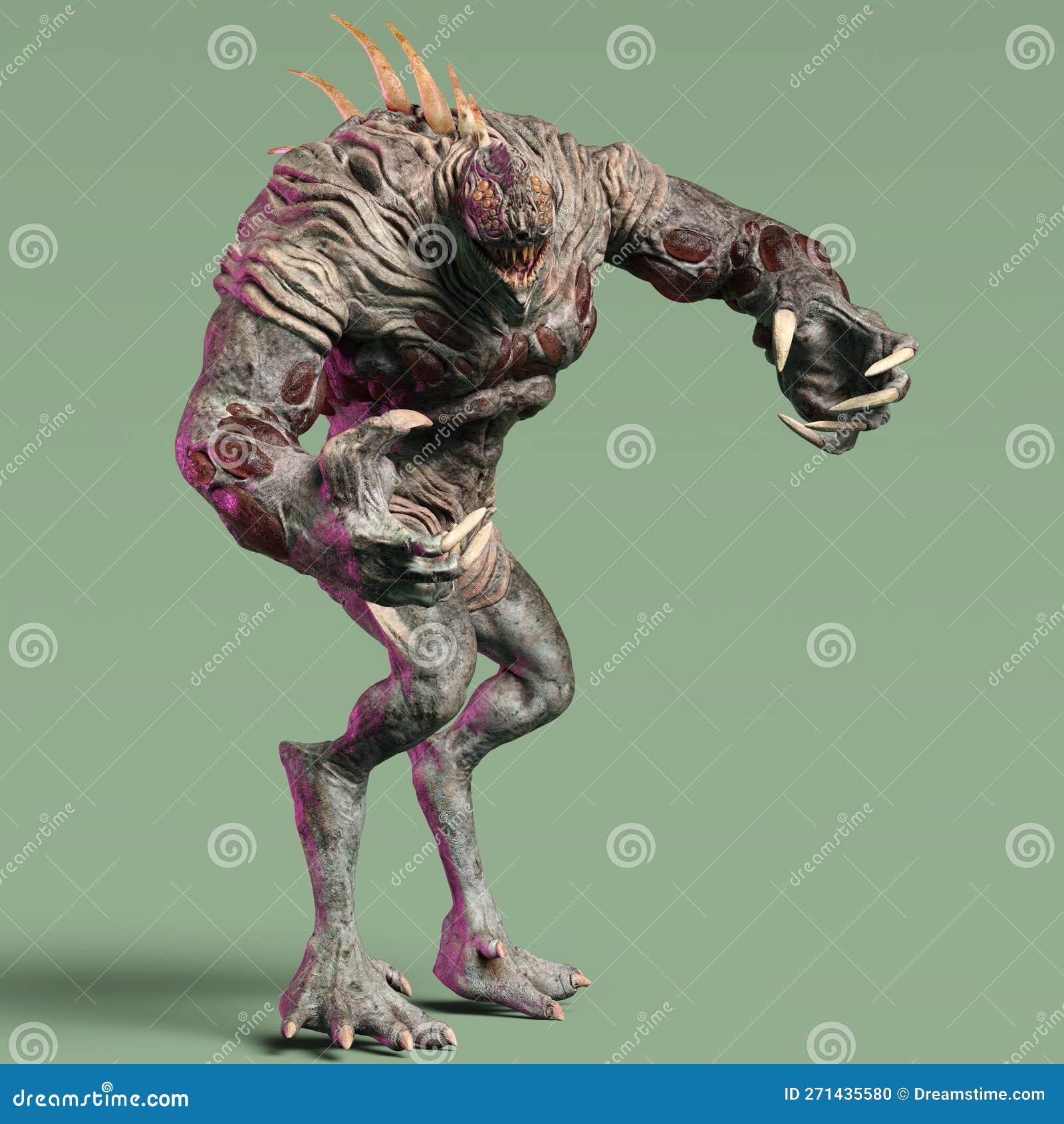 3D-illustration of an Isolated Dangerous Alien Very Strong with Razor ...