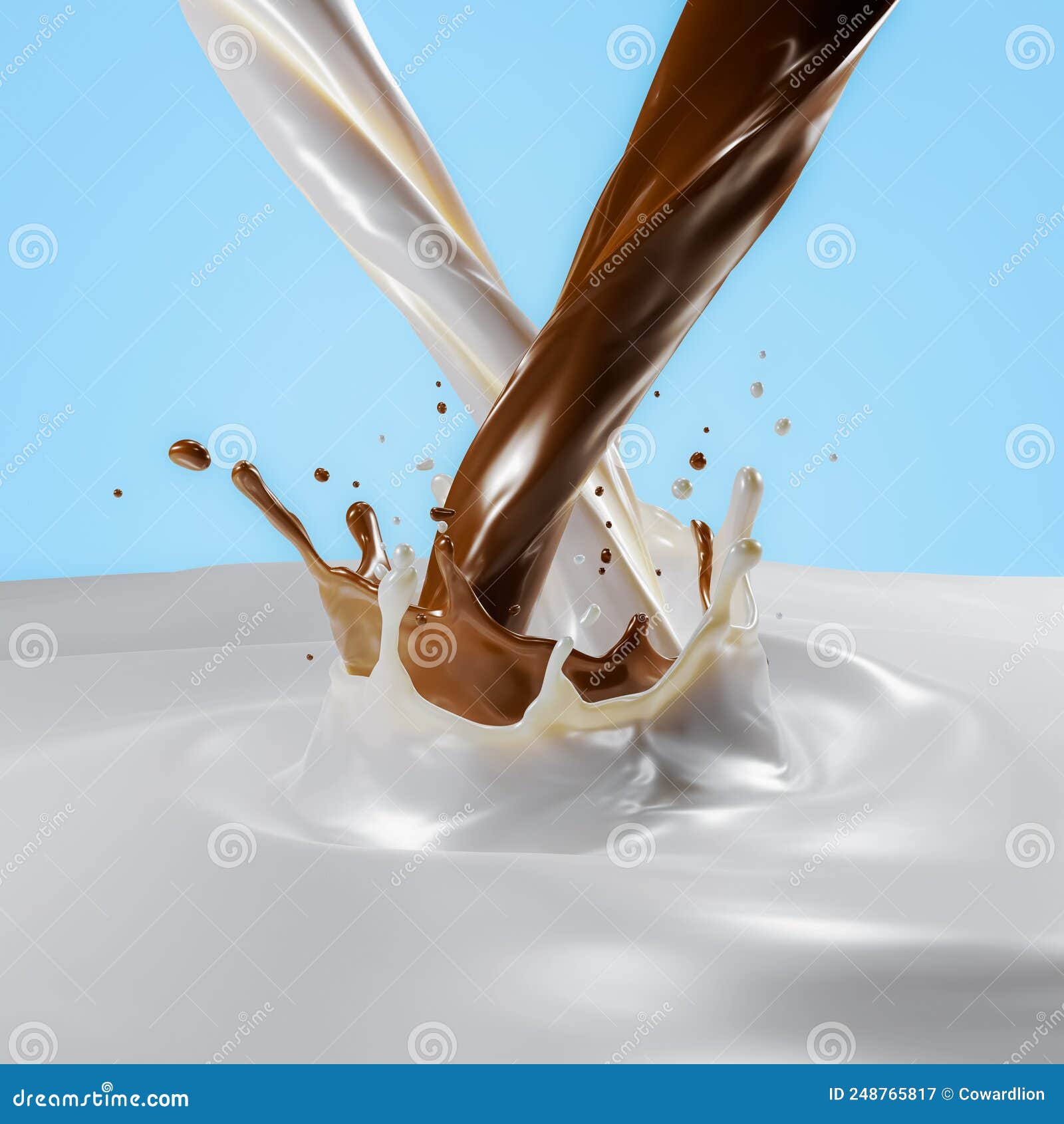 3D Rendering of Isolated Liquid Milk Splash with Pouring Liquid ...