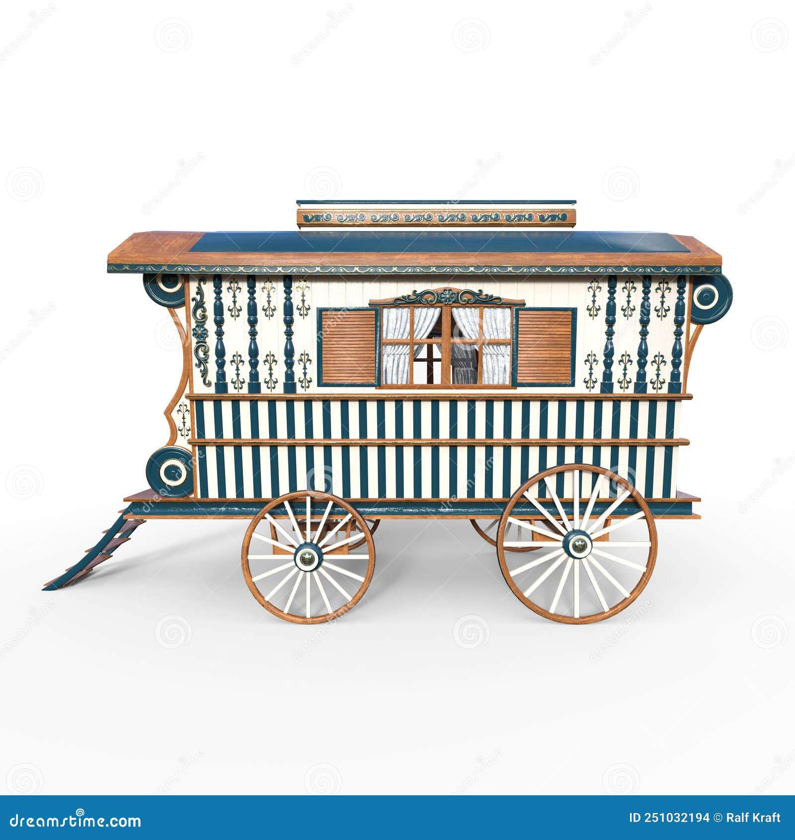 3D-illustration of a Old Fashioned Waggon Over White Stock Illustration ...