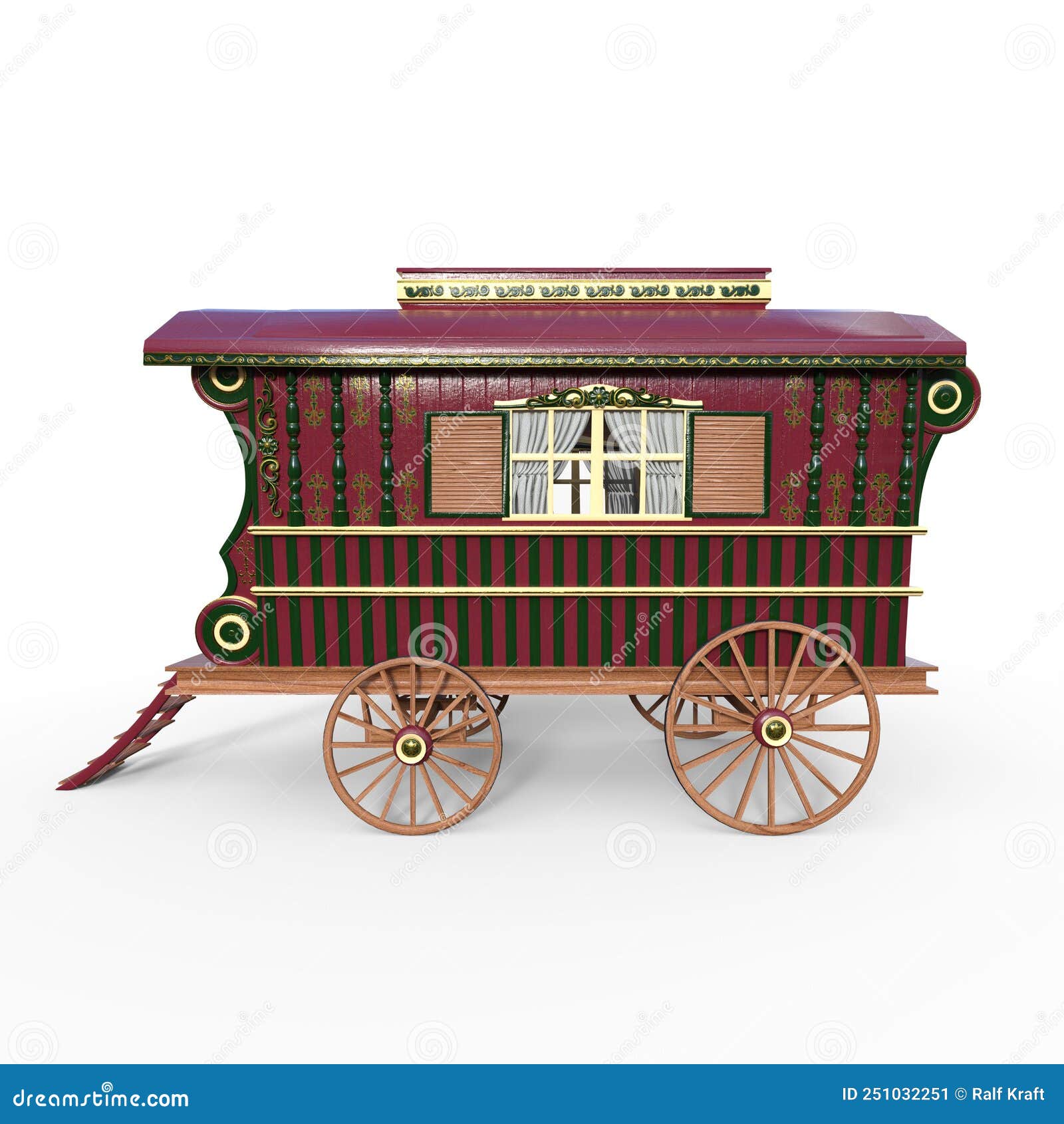 3D-illustration of a Old Fashioned Waggon Over White Stock Illustration ...