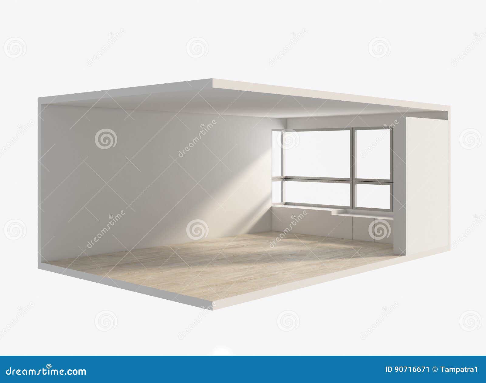 3D Rendering Isometric Empty Room, Interior Stock Illustration ...