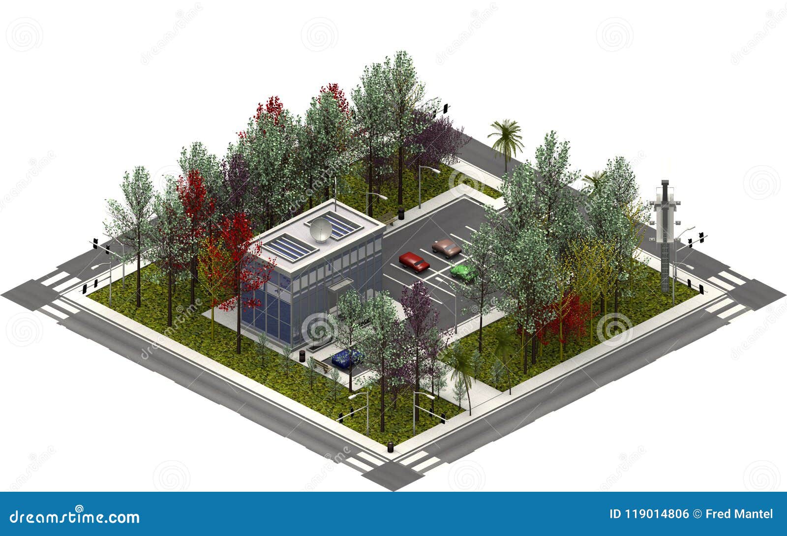 Isometric City Buildings, Modern Building. 3D Rendering Stock ...
