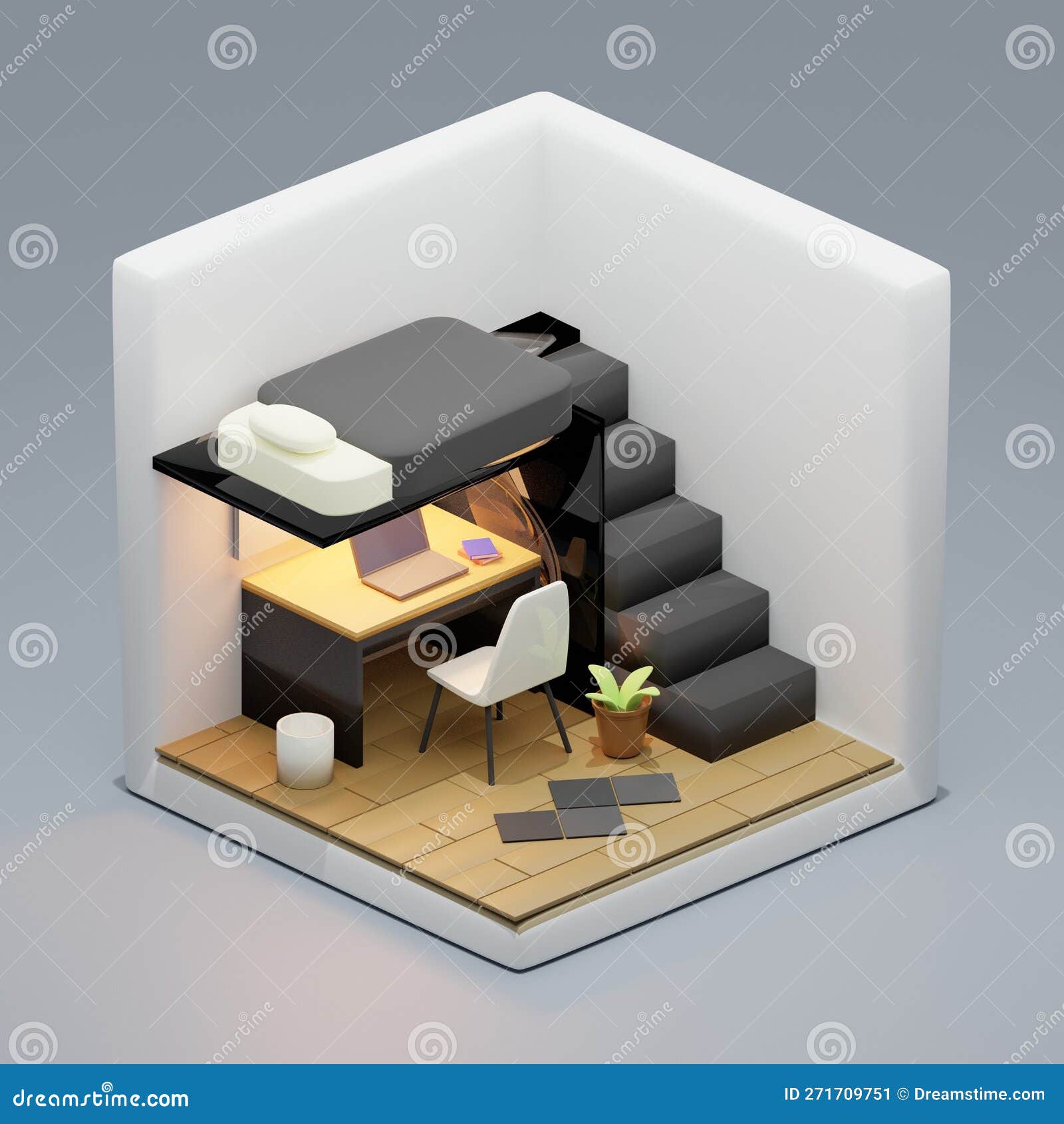 3d Rendering Isometric Workroom Concept Stock Illustration ...