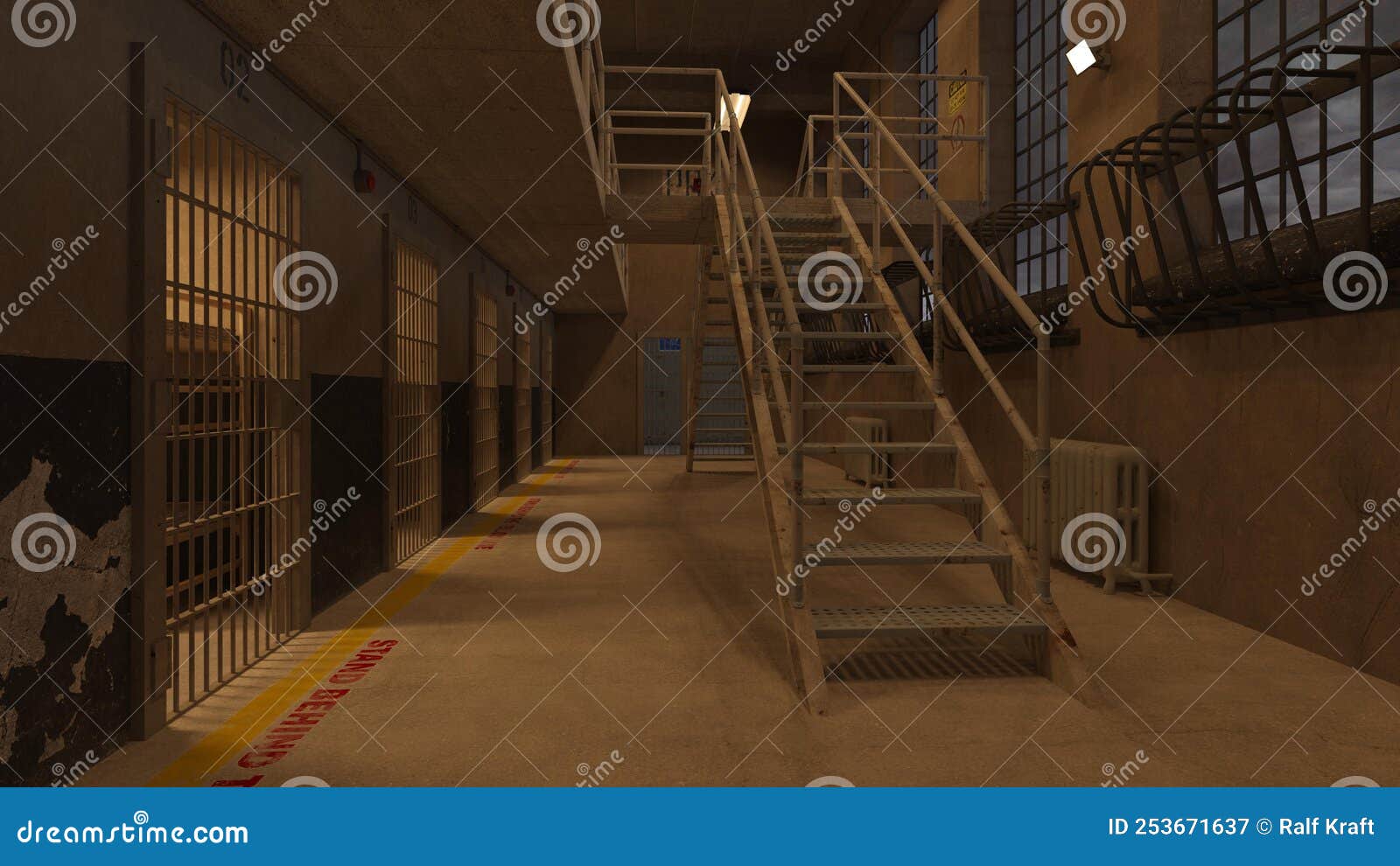 3D-Illustration of an Empty Prison Cell, No Prisoner Stock Illustration ...