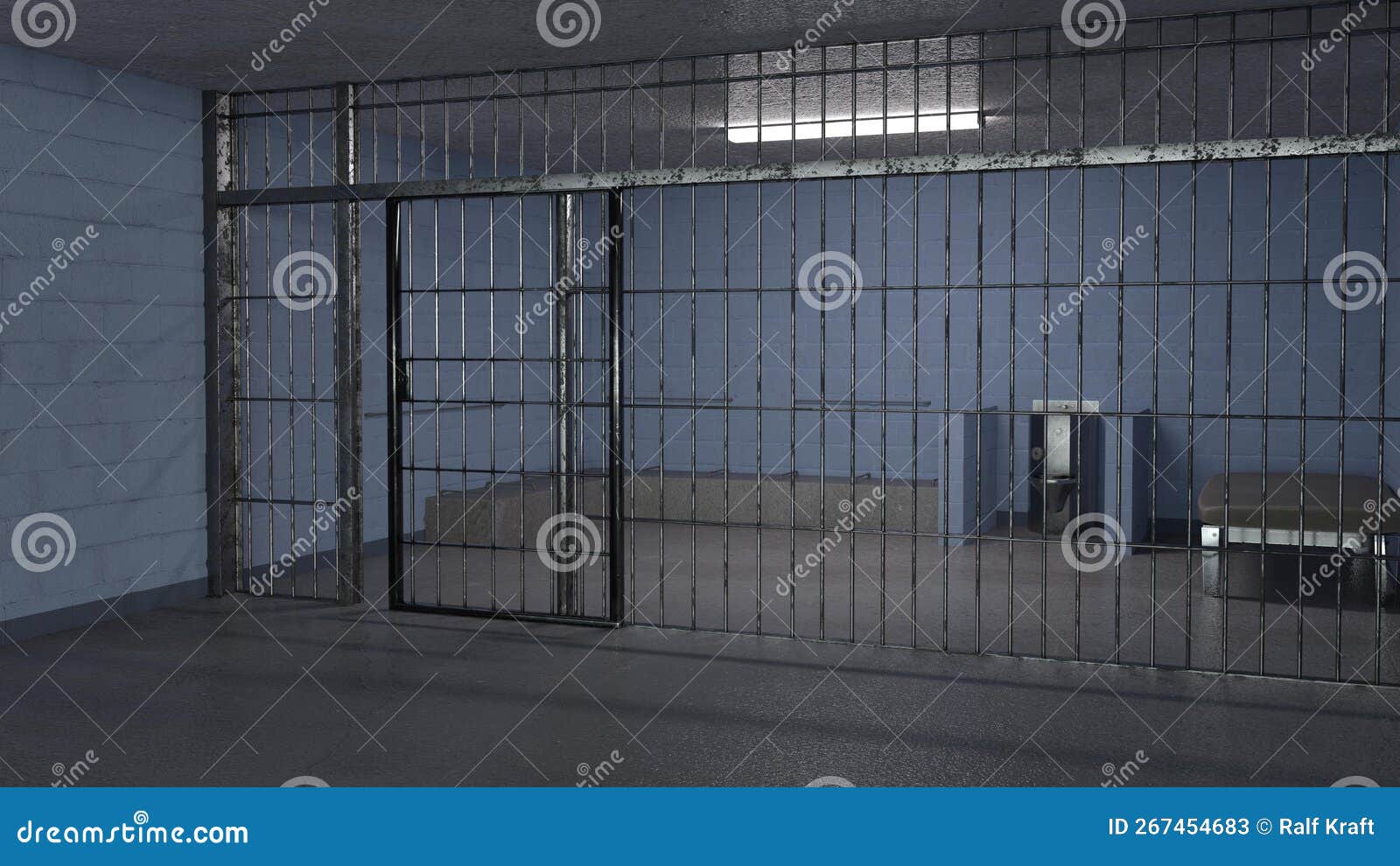 3D-Illustration of an Empty Prison Cell, No Prisoner Stock Illustration ...