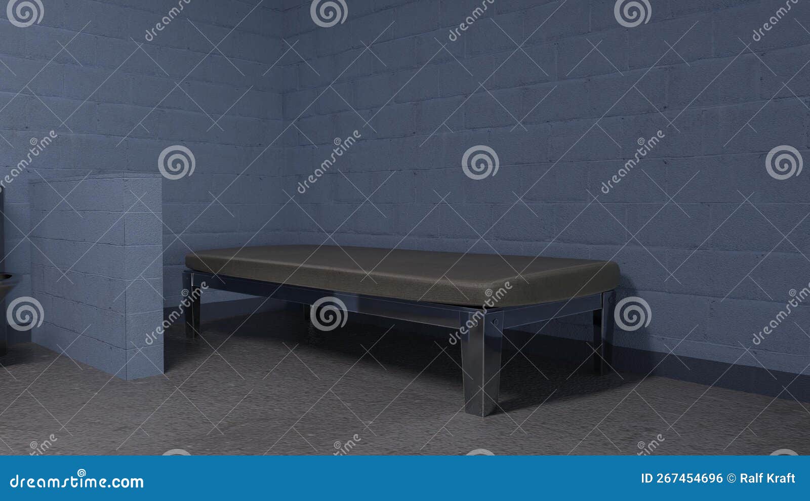 3D-Illustration of an Empty Prison Cell, No Prisoner Stock Illustration ...