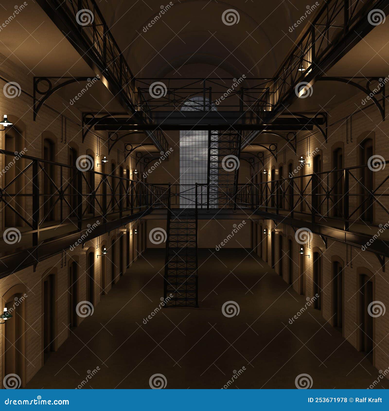 3D-Illustration of an Empty Prison with No Prisoner Stock Illustration ...