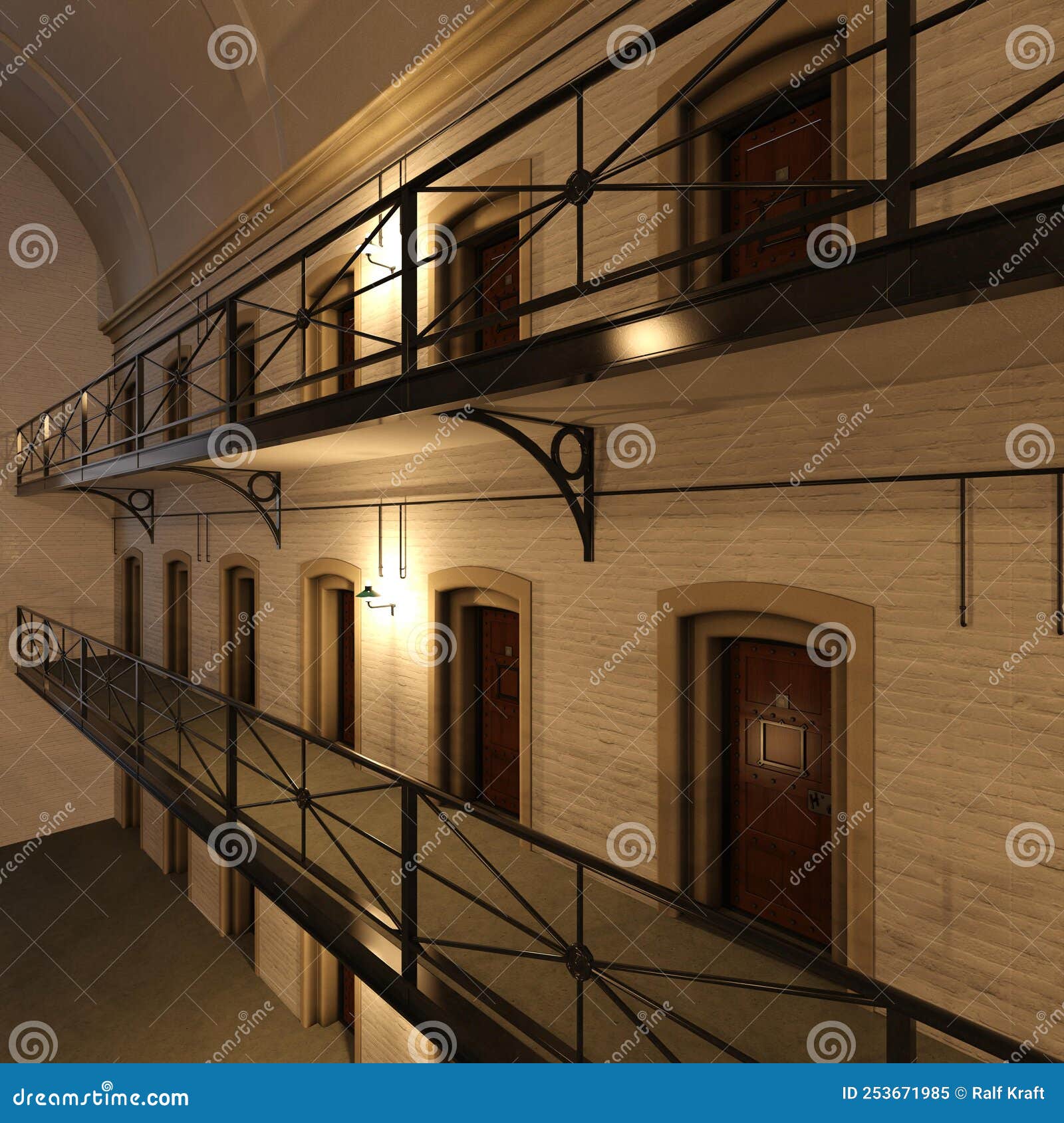 3D-Illustration of an Empty Prison with No Prisoner Stock Illustration ...