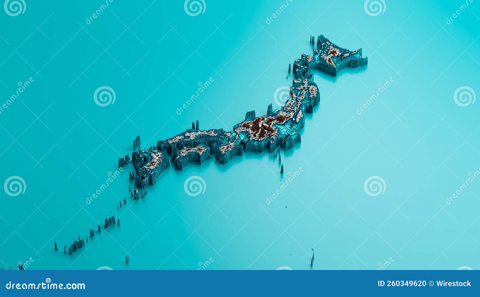 3d Rendering of the Japan Map on a Blue Background Stock Illustration ...