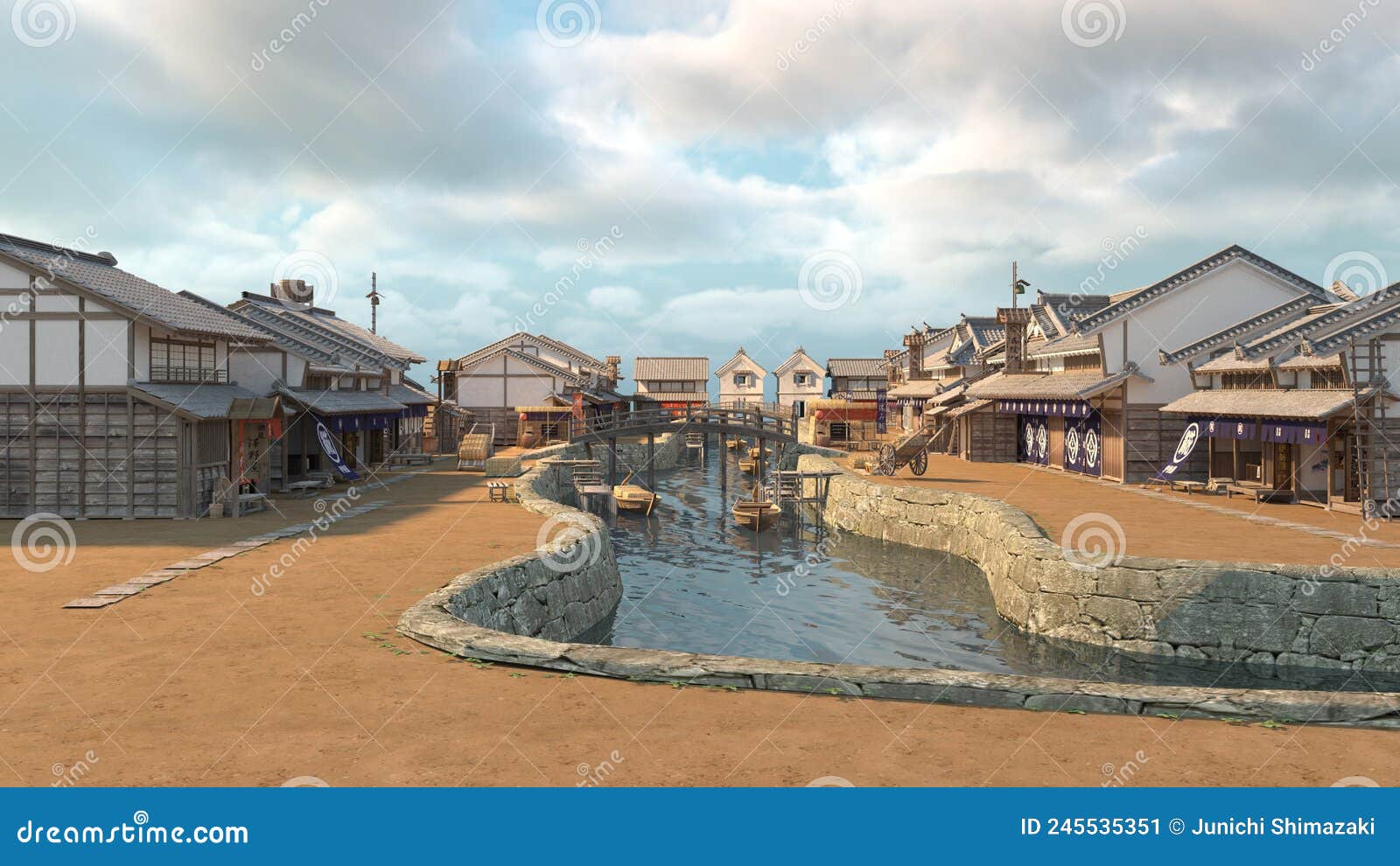 3D Rendering of the Japanese Castle Town Stock Illustration ...
