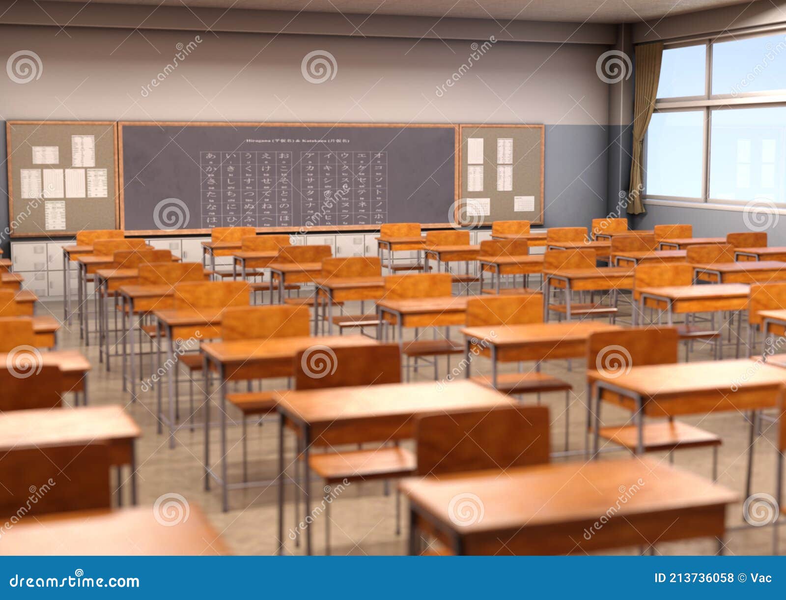 3D Rendering Japanese Classroom Stock Illustration - Illustration of ...