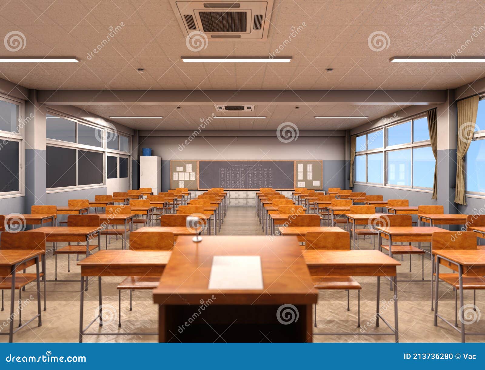 3D Rendering Japanese Classroom Stock Illustration - Illustration of ...