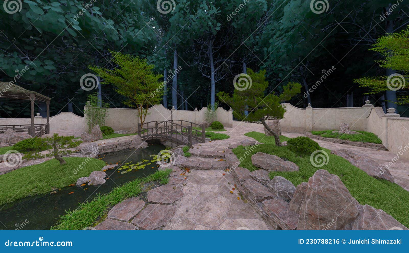 3D Rendering of the Japanese Garden Stock Illustration - Illustration ...