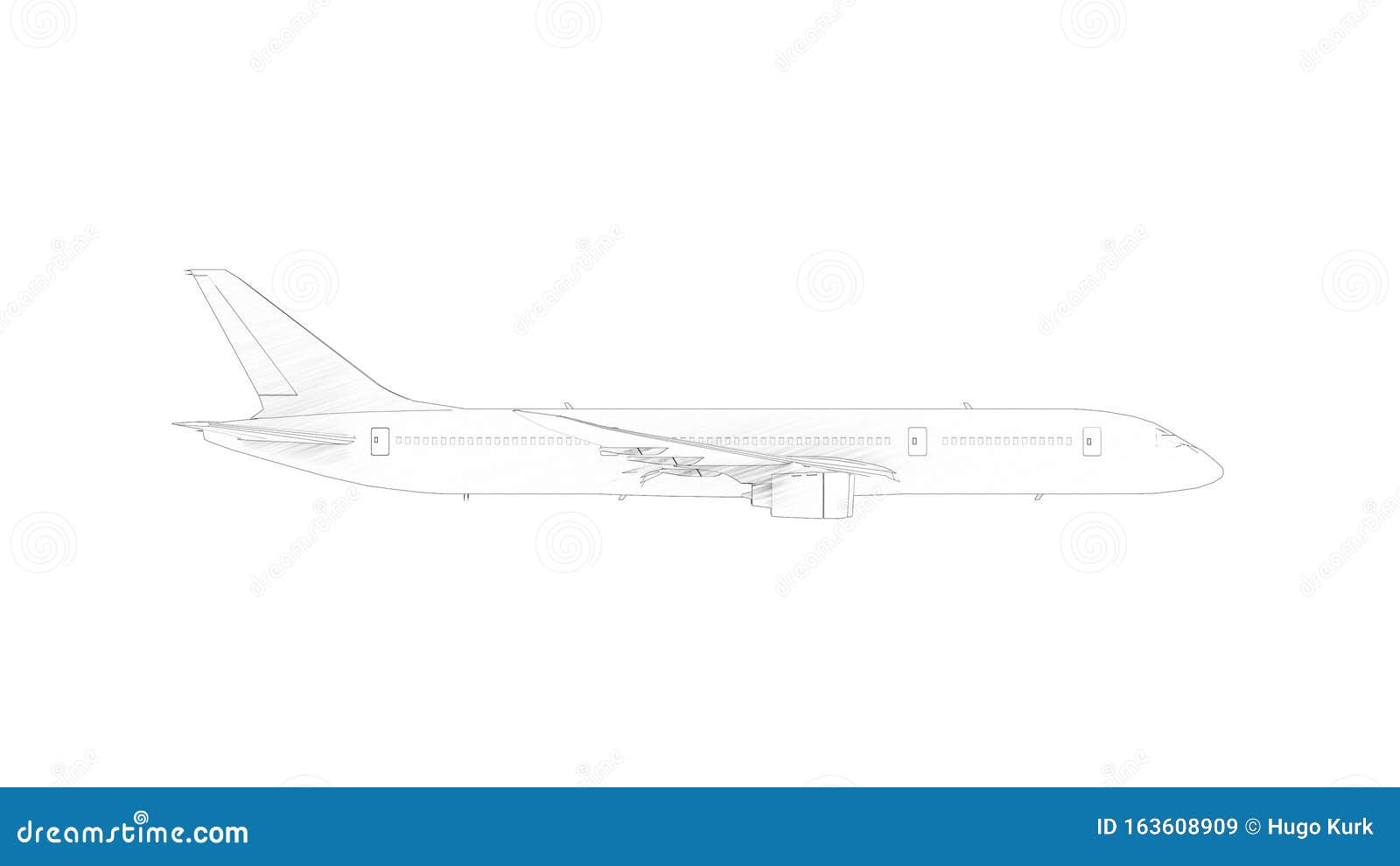 3d Rendering of a Jumbo Jet Commericial Airplane Isolated in White ...
