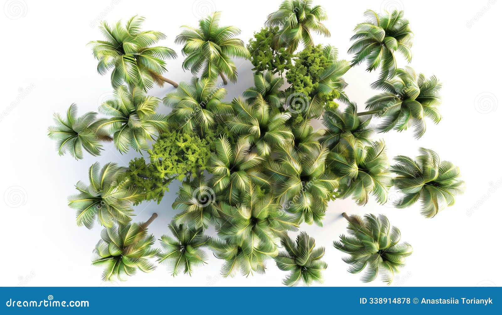 3d Rendering of Jungle Coconut Trees in Top View and Plan View for ...
