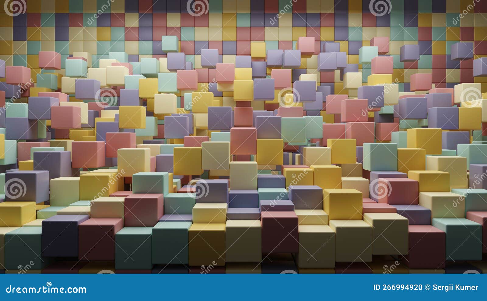 3D Rendering 8K Wallpaper Background of Retro-colored Random Shuffled ...