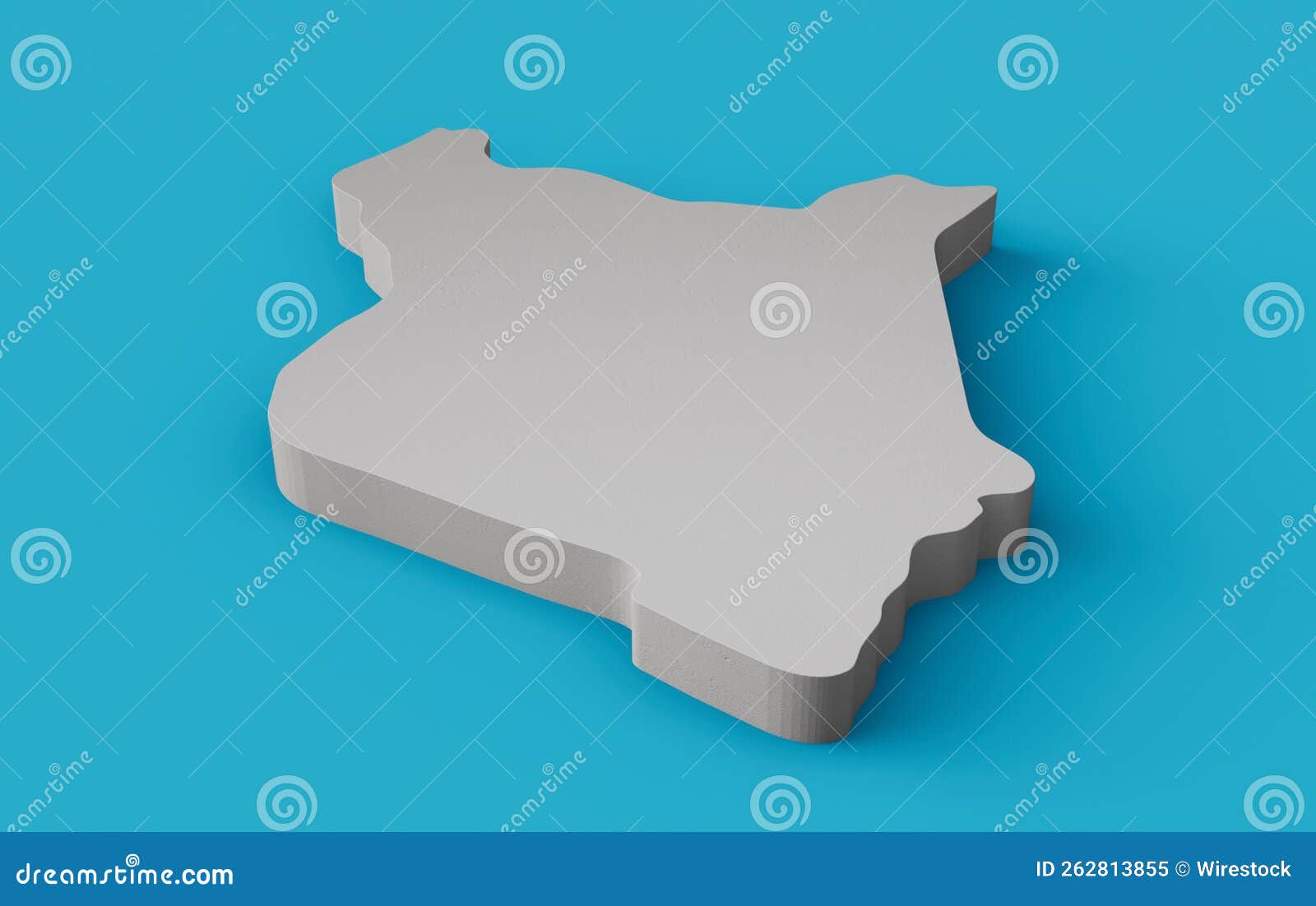 3D Rendering of Kenya Map Relief Isolated in Blue Background Stock ...