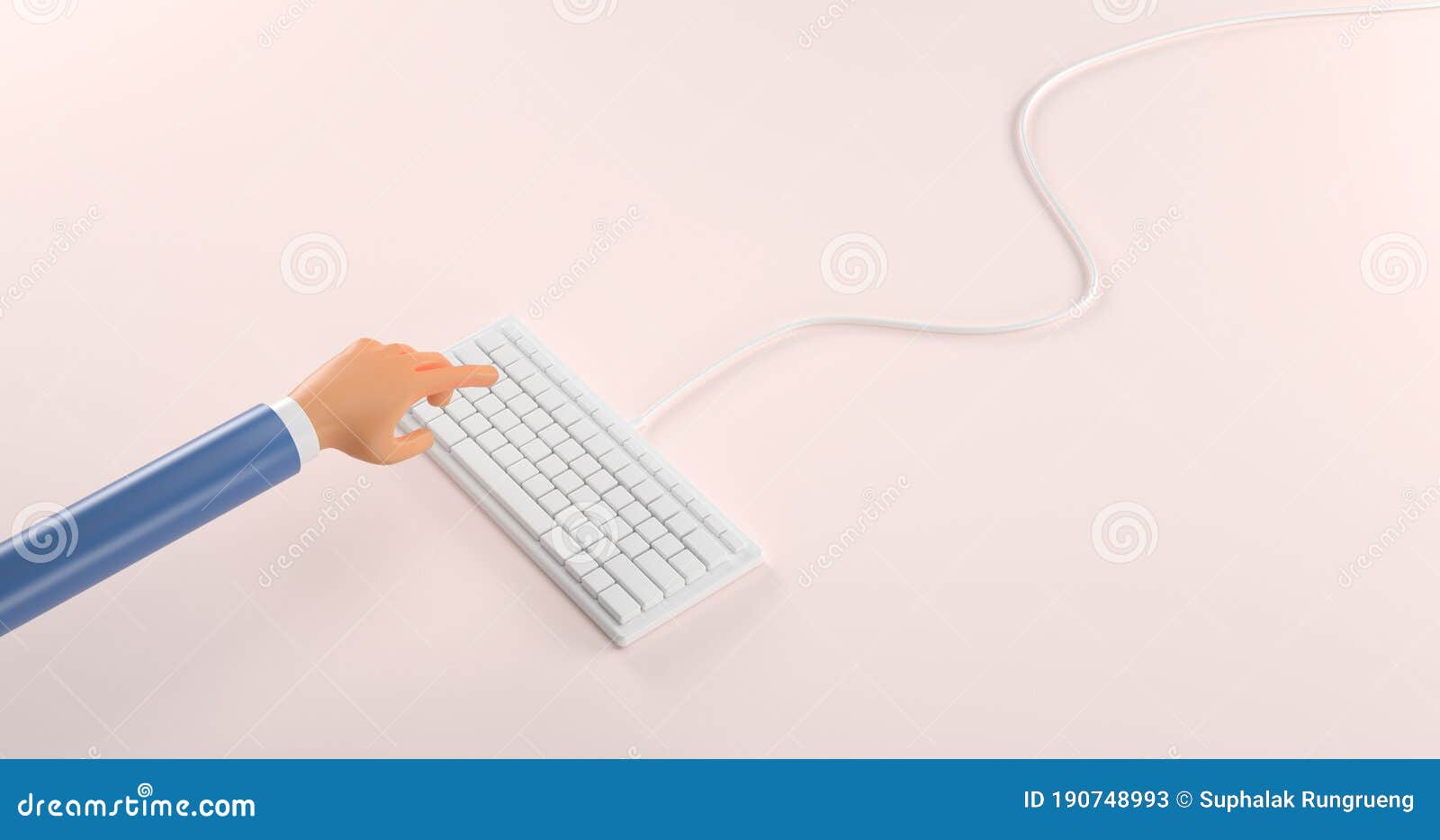 3d Rendering of Keyboard and Hand Stock Illustration - Illustration of ...