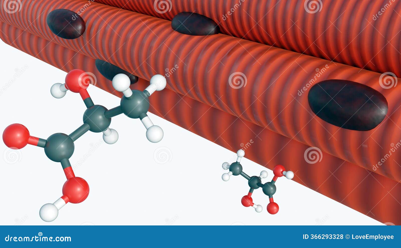 Lactic Acid Molecule, Structural Chemical Formula, Ball-and-stick Model ...