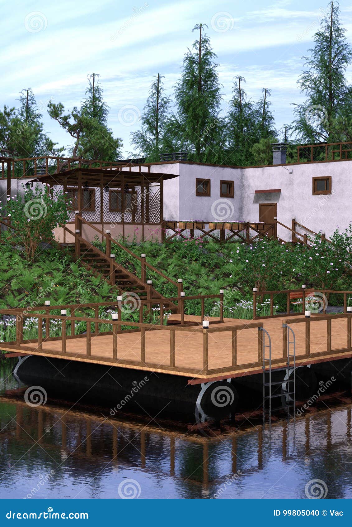 3D Rendering Lake House stock photo. Image of outdoor - 99805040