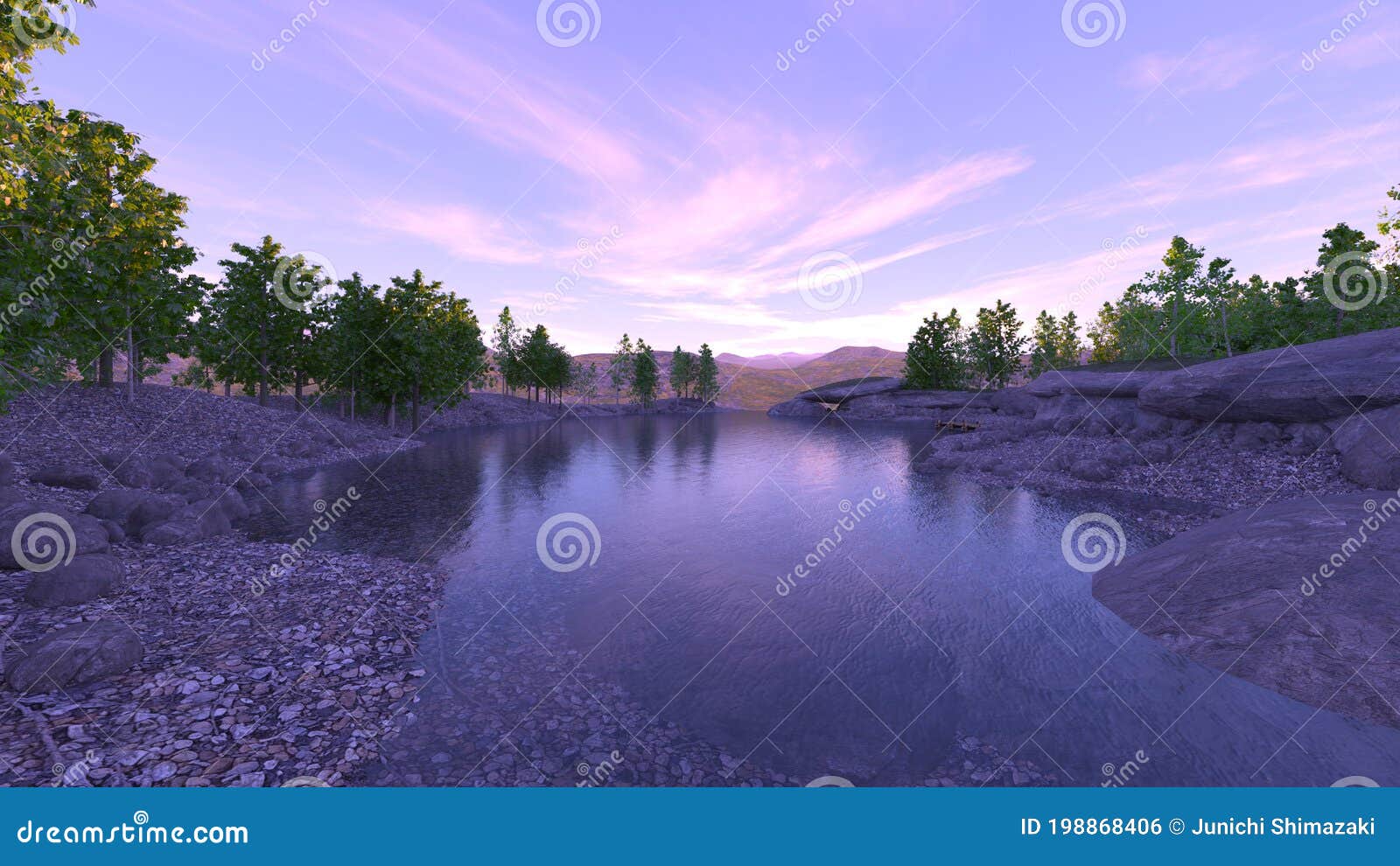 3D rendering of Lake view stock illustration. Illustration of game ...