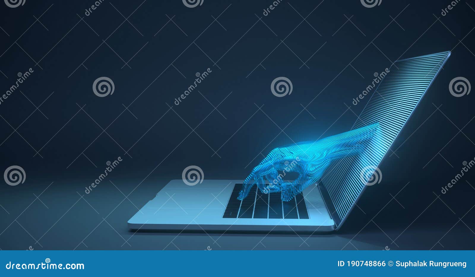 3d Rendering of Laptop and Hand Touch Screen Stock Illustration ...