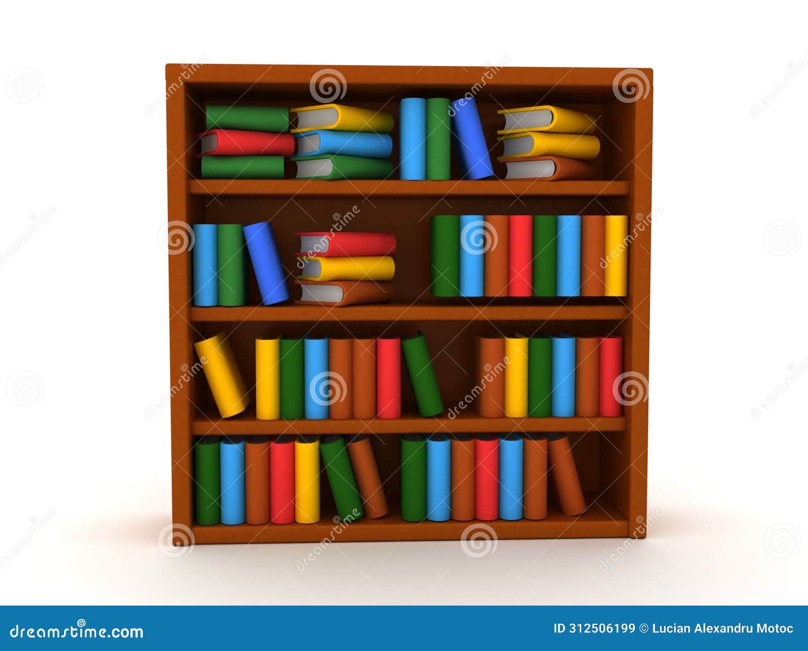3D Rendering of Large Bookshelf Stock Illustration - Illustration of ...