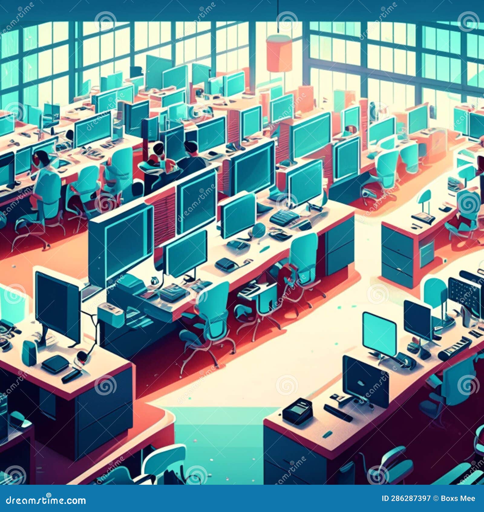 3d Rendering of a Large Computer Room with Many Monitors and Screens AI ...